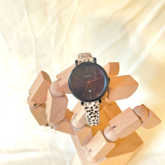 Fossil | Accessories | Fossil Watch Black And Cheetah Print | Poshmark